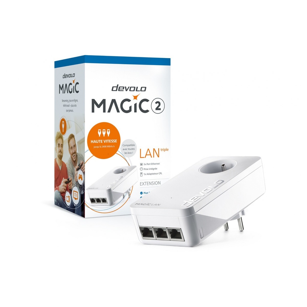 Kit réseau Devolo devolo Magic 2 LAN triple , 1 adaptateur CPL, 3 ports Ethernet Gigabit, prise ...