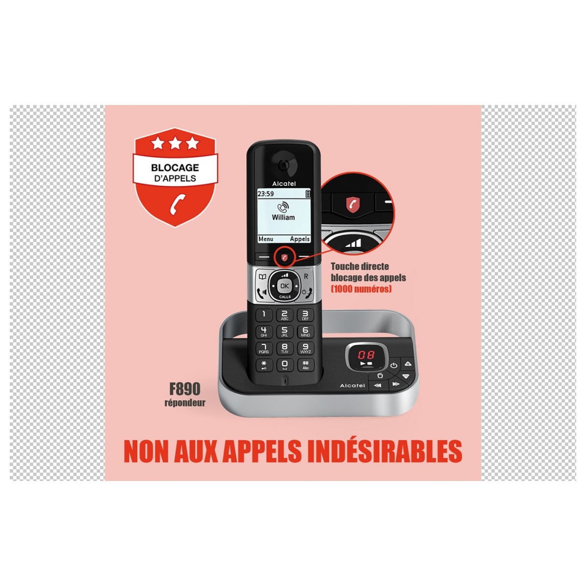 Téléphone fixe Alcatel Pack sans fil F 890 Voice Duo - DARTY Réunion