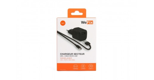 Chargeur téléphone portable Wefix CHARGEUR + CABLE MICRO USB NOIR ...
